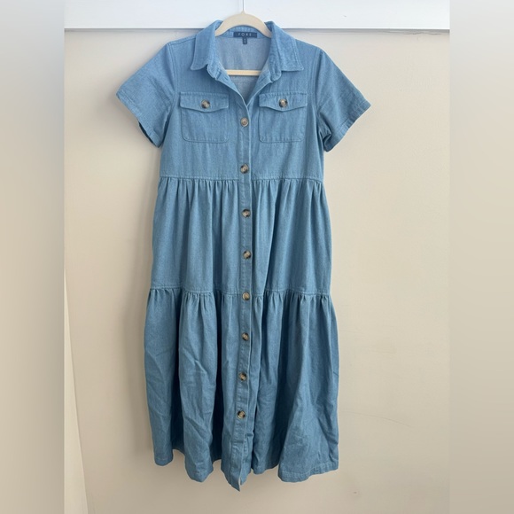 Fore | Dresses | Fore Denim Maxi Midi Dress M | Poshmark